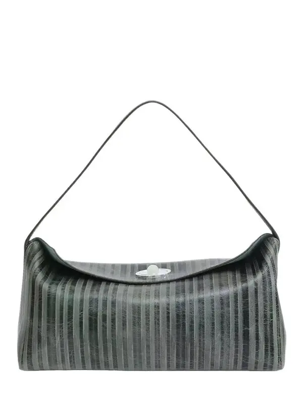 Christopher Esber Doba Quartz-turnlock Striped-leather Tote Bag - Grey