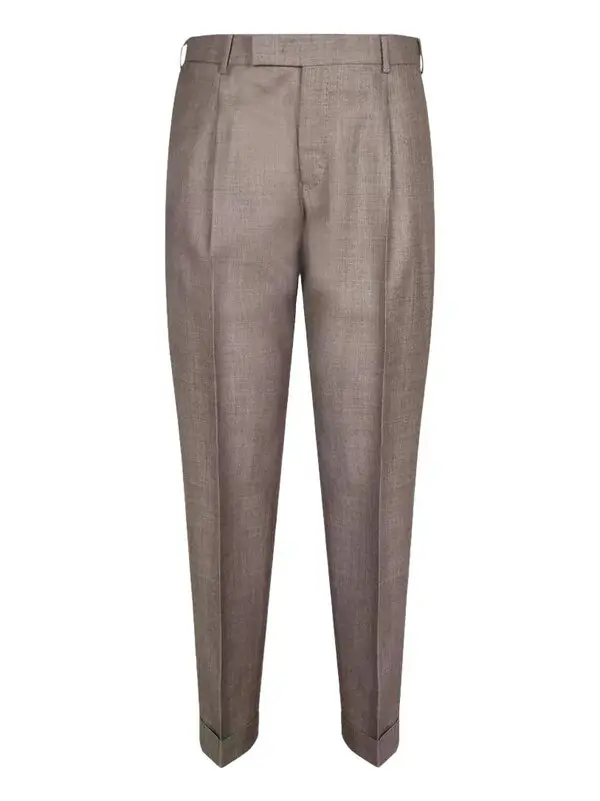 PT TORINO Pleated-detail Turn-up Trousers - Brown
