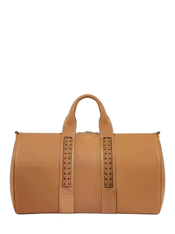 AVITEUR Woven-detail Leather Duffle Bag - Neutrals