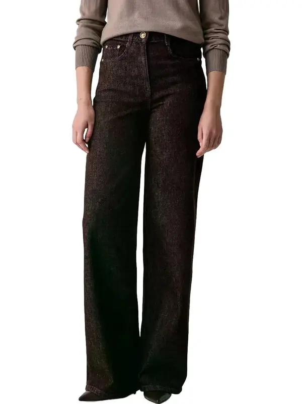 Luisa Spagnoli Opaglio Logo-patch Wide-leg Jeans - Brown