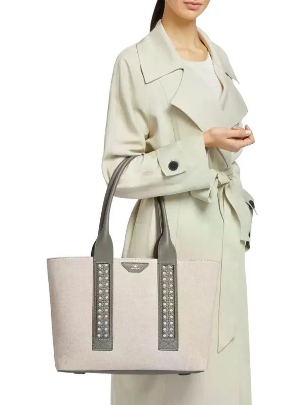 AVITEUR Cannage Canvas Tote Bag - Grey