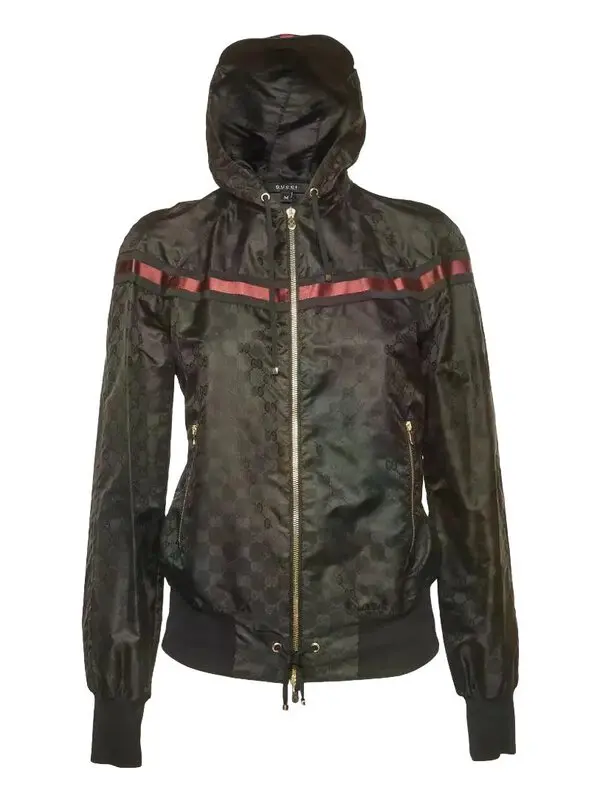 Gucci 2006 Monogram-print Hooded Jacket - Black