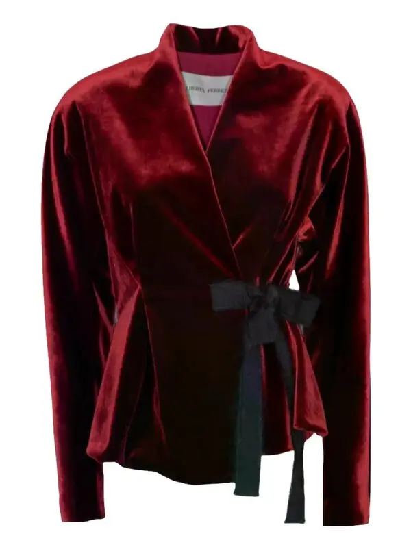 Alberta Ferretti Velvet Bow-detail Jacket - Red