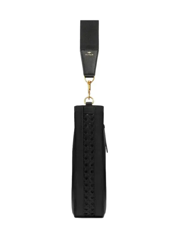 AVITEUR Gigi Woven-panel Shoulder Bag - Black