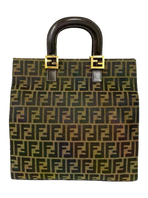 Fendi 2000-2010 Zucca Canvas Twins Tote Bag - Brown