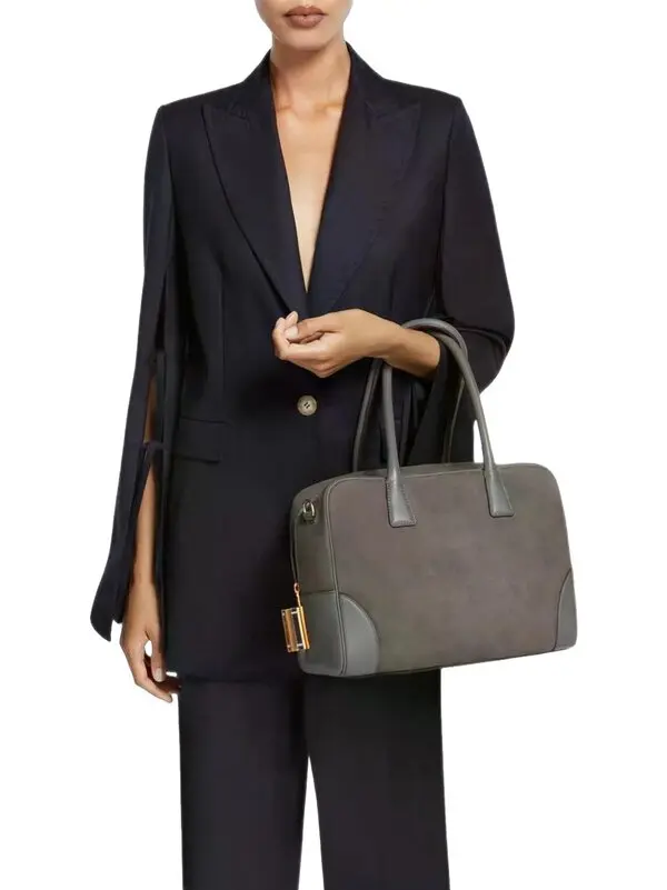 AVITEUR Cristallo Nubuck Leather Tote Bag - Grey