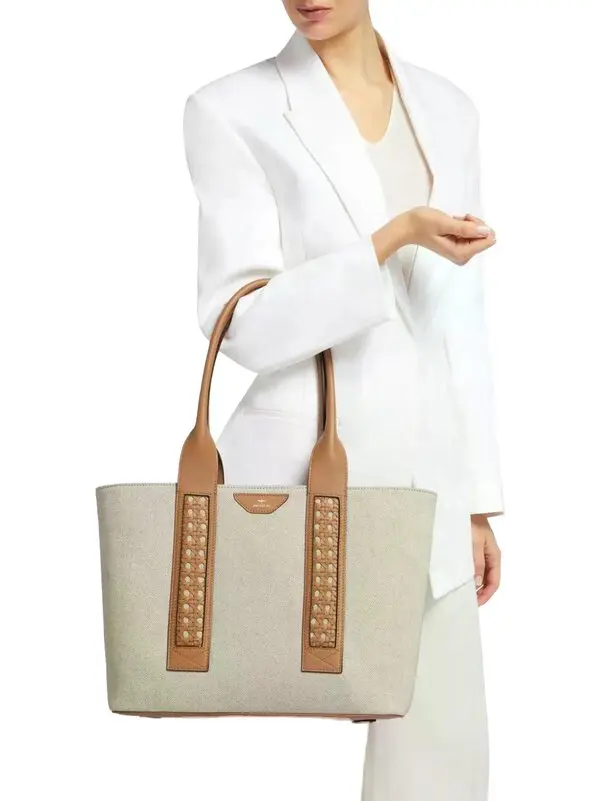 AVITEUR Cannage-weave Canvas Tote Bag - Neutrals
