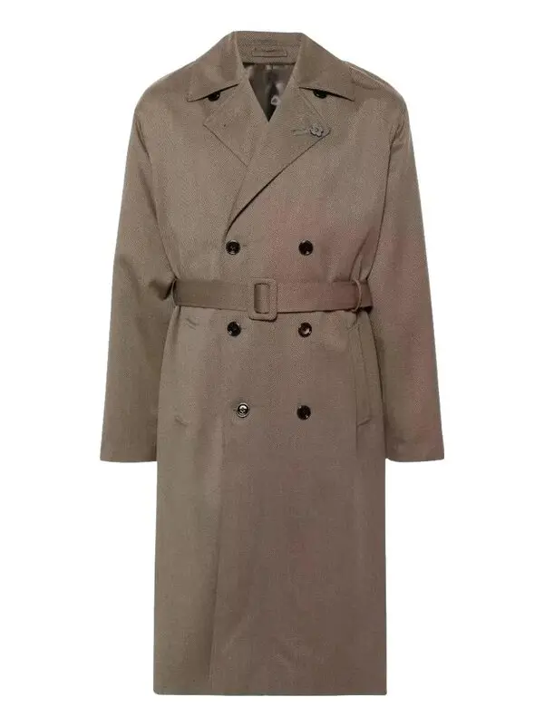 LARDINI Double-breasted Belted Coat - Neutrals
