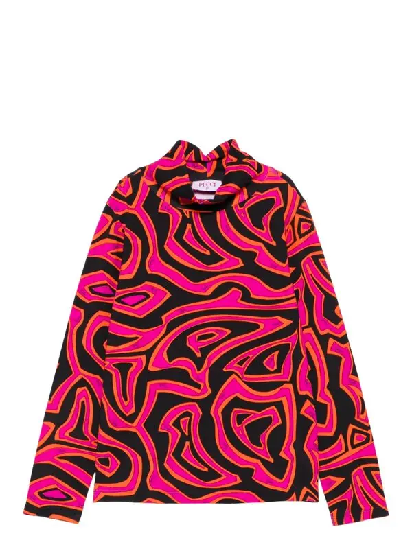 Emilio Pucci All-over Printed High-neck Long-sleeve Top - Fucsia