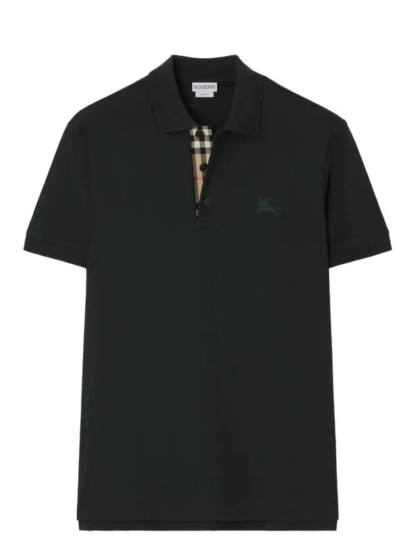 Burberry Short-sleeve Polo Shirt With Check Placket - Marsh
