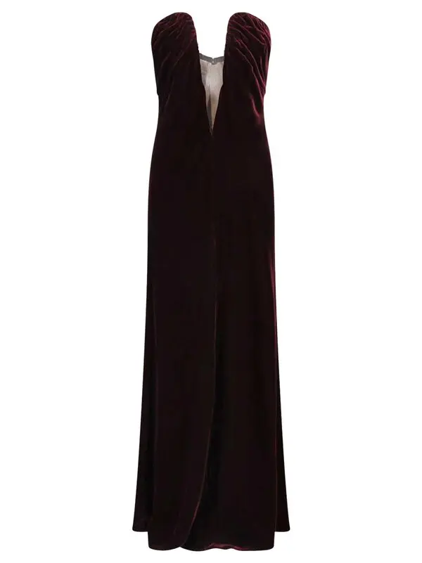 Giorgio Armani Draped Velvet Gown - Red