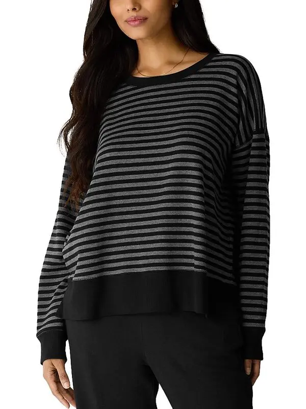 Eileen Fisher Brushed Terry Top - Black/ash