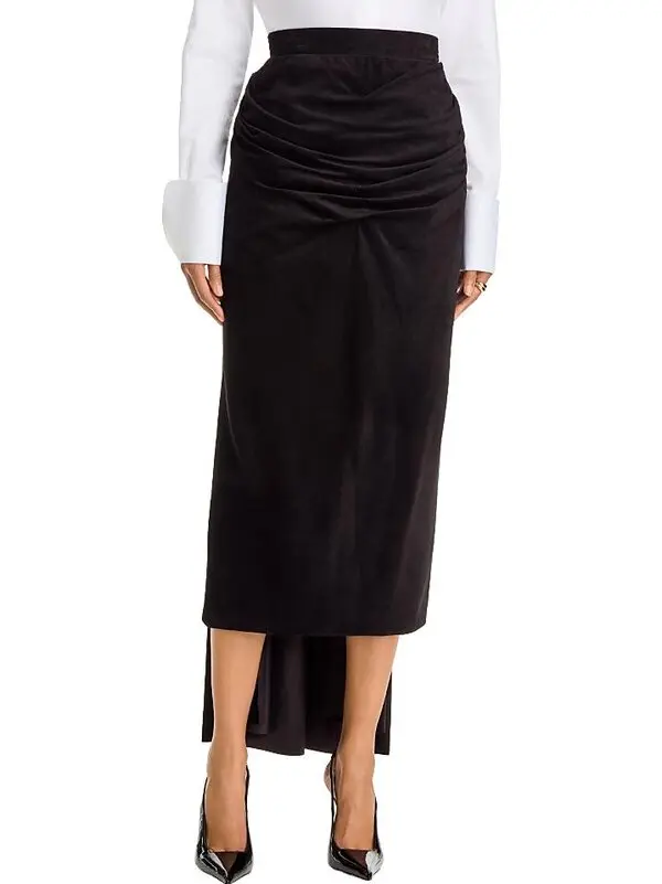 SERGIO HUDSON Suede Sash Midi Skirt - Black
