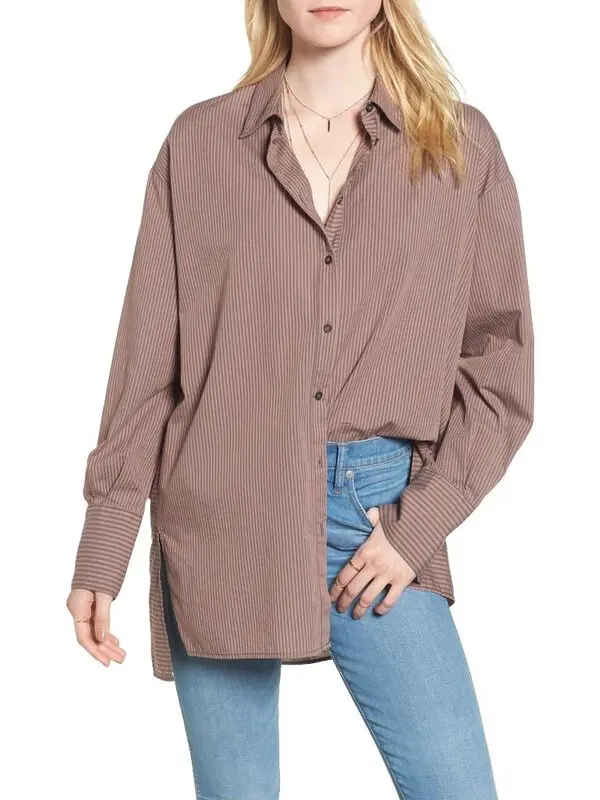 Free People Lakehouse Oversize Shirt - Pink