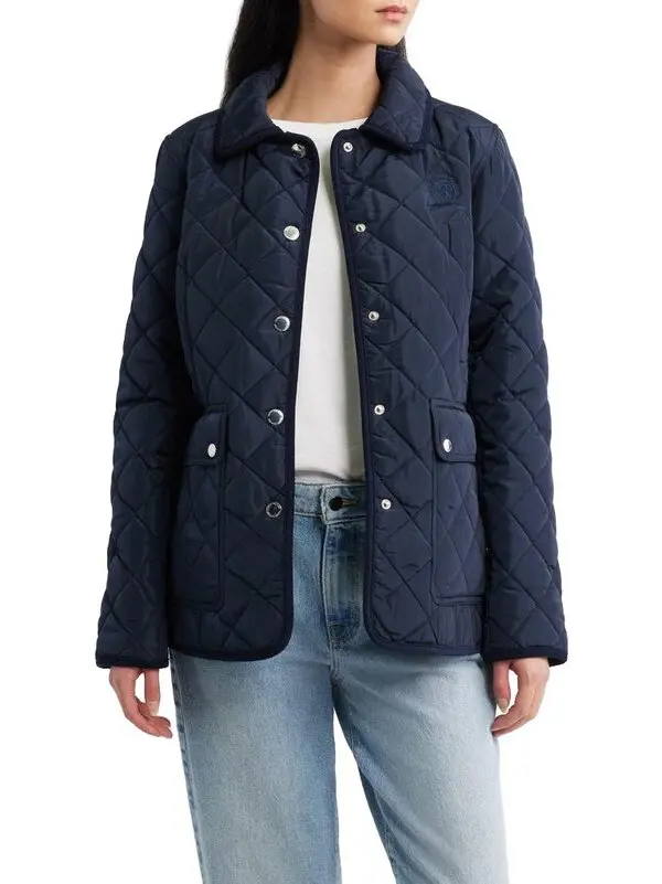 Tommy Hilfiger Diamond Quilted Snap Front Jacket - Navy