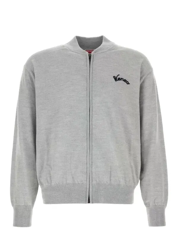 Kenzo Eiffel Tower Zip-up Cardigan - Grey