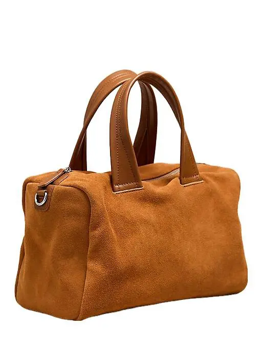 Anthropologie Suede Bowler Bag - Tan