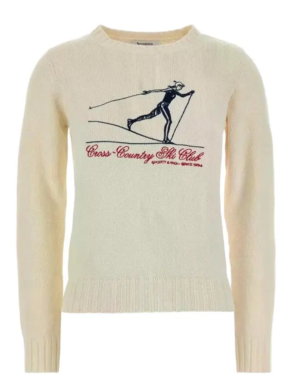 Sporty & Rich Graphic-intarsia Cotton Sweater - Neutrals