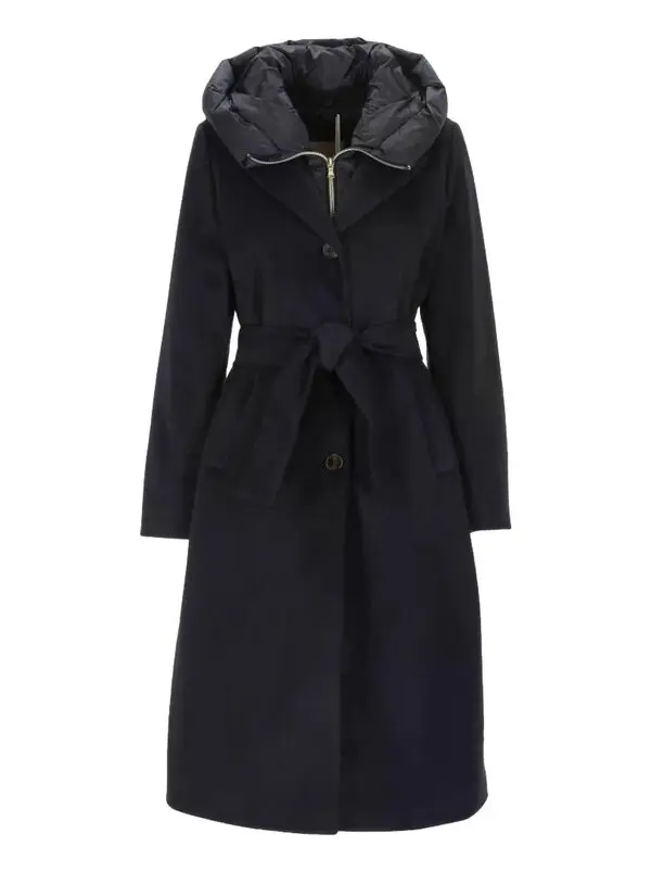 Marella Belted Hooded Coat - Blue