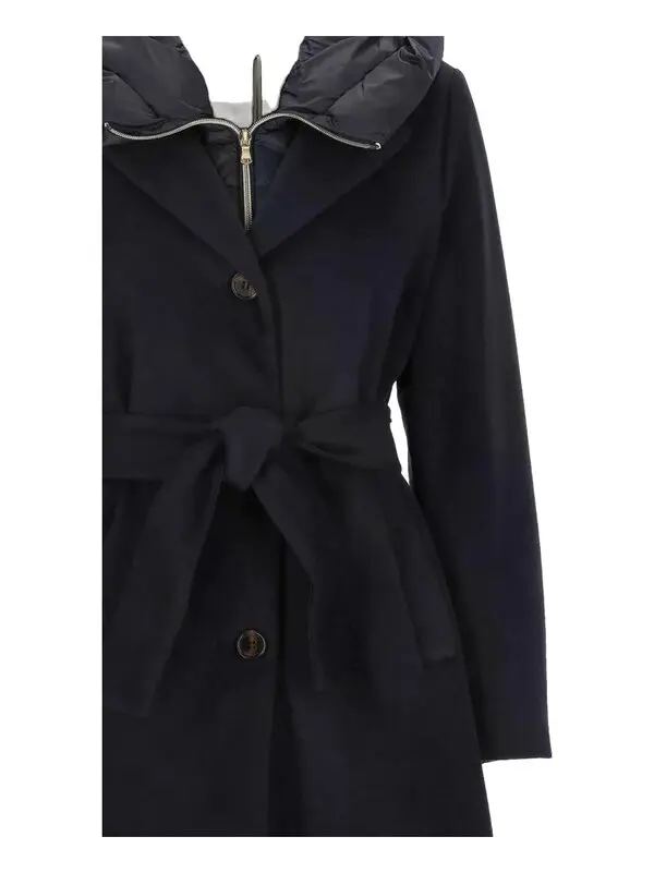 Marella Belted Hooded Coat - Blue