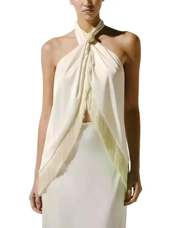 BAOBAB Austin Fringe-detail Halterneck Top - Neutrals