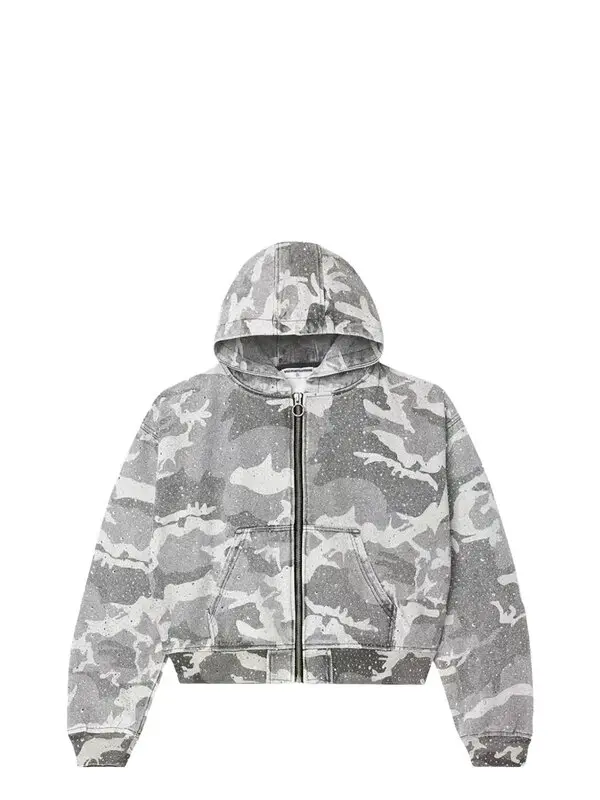 VALE FOREVER Crystal-embellished Camouflage-print Hoodie - Grey