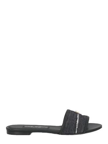 Dolce & Gabbana Sandals Size Cotton, Calfskin - Black