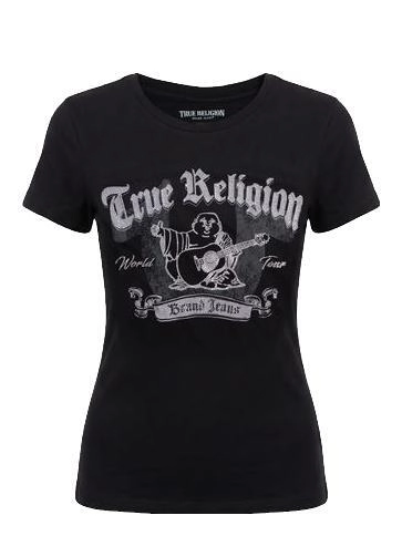 True Religion T-shirt Size Cotton, Polyester, Elastane - Black