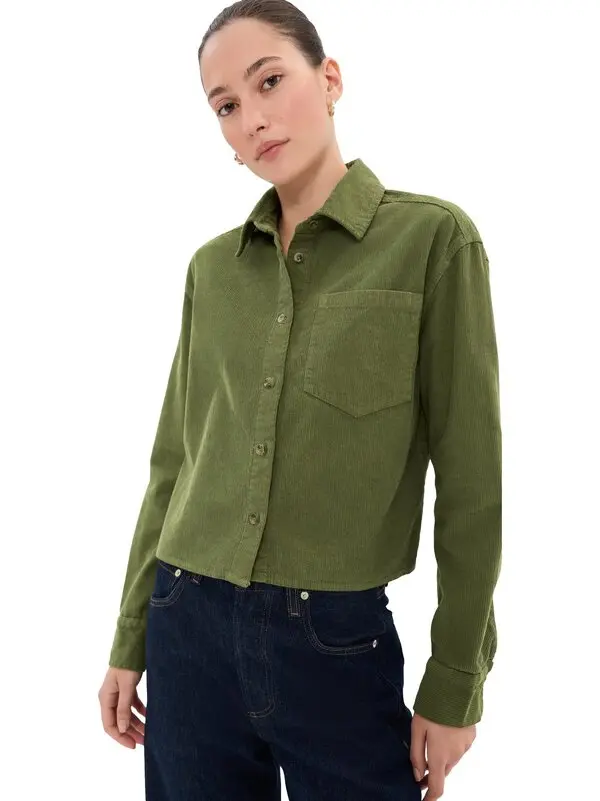 LE BOP Collins Corduroy Button Down - Olive