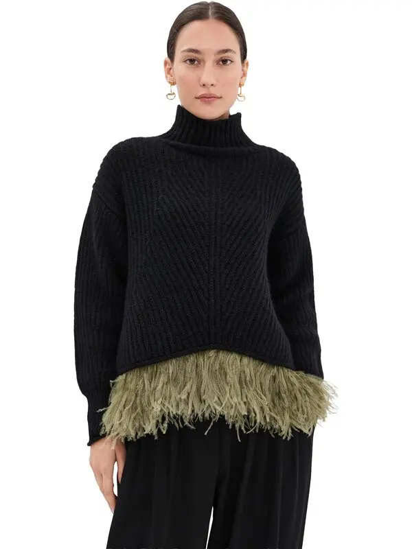 La DoubleJ High Kick Sweater With Feathers - Solid