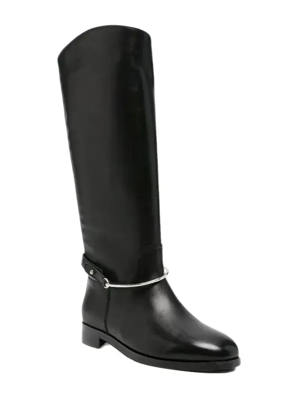 LINDA BAUMANN Horsebit-detail Leather Boots - Black