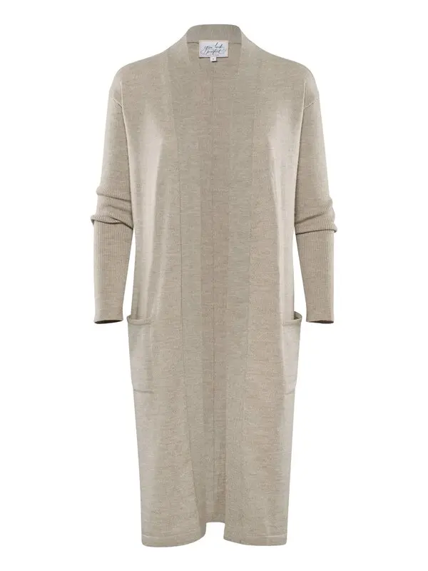 YOU LOOK PERFECT Cardigan Blossom, Long Merino Cardigan With Pockets - Brown