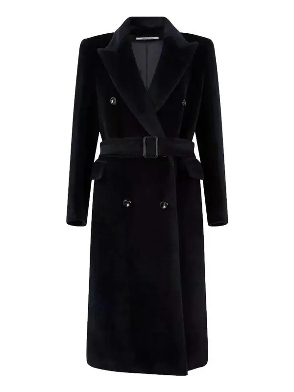 Tagliatore Belted Double-breasted Coat - Black