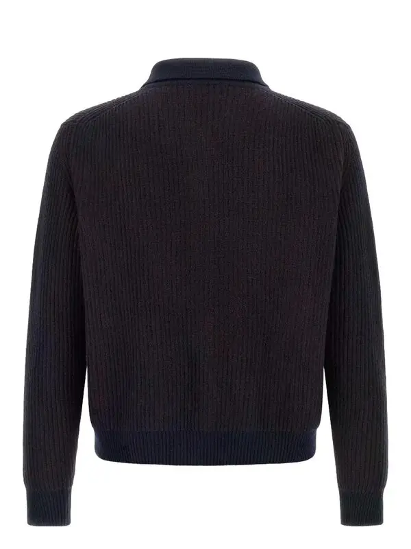OLIVER LATTUGHI Color-block Ribbed-knit Cardigan - Blue