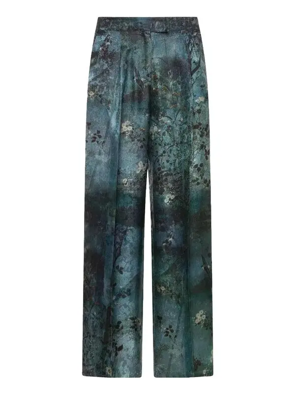 PIERRE-LOUIS MASCIA Floral-print Wide-leg Trousers - Blue