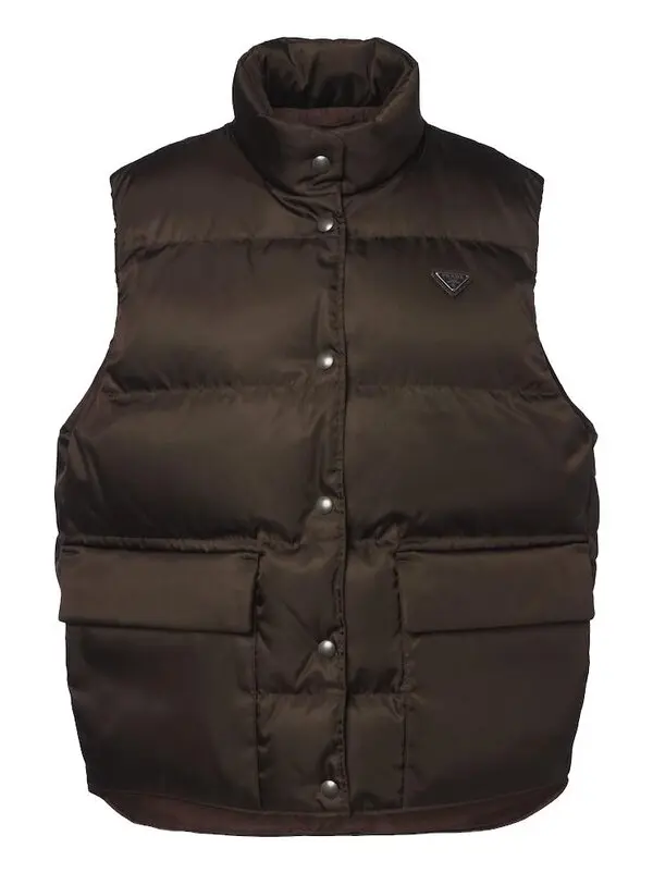 Prada Re-nylon Down Vest - Brown