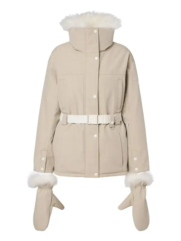 YVES SALOMON Belted Shearling-trimmed Ski Jacket - Beige