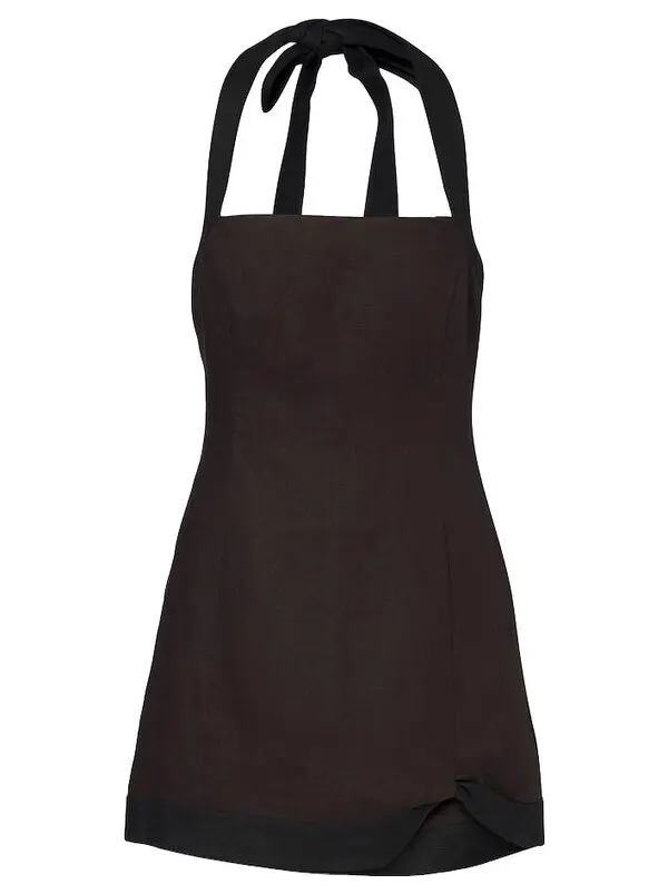 SIR. Linen Halterneck Minidress - Brown