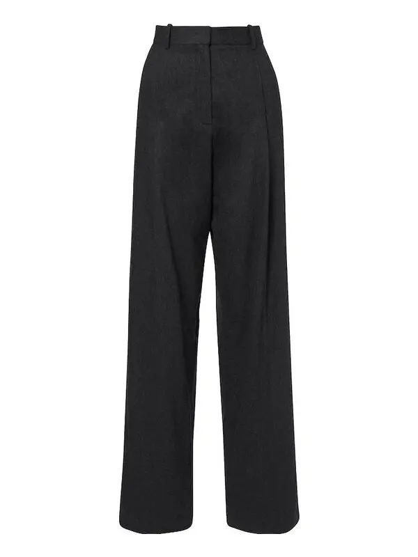 Khaite August Wool And Cashmere Wide-leg Pants - Grey