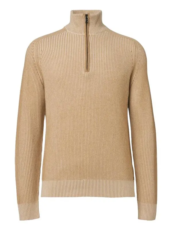 Bogner Dwayne Wool And Cashmere Half-zip Sweater - Beige