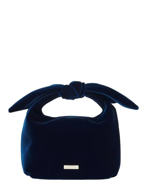 AQUAZZURA Bow Tie Mini Velvet Top-handle Bag - Blue