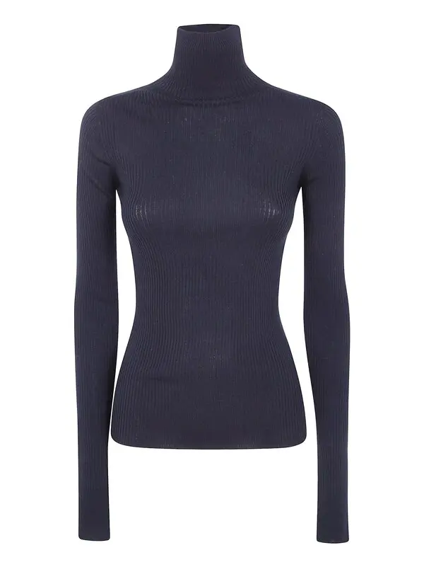 Max Mara Turtleneck Sweater Rib Wool "centro - Black