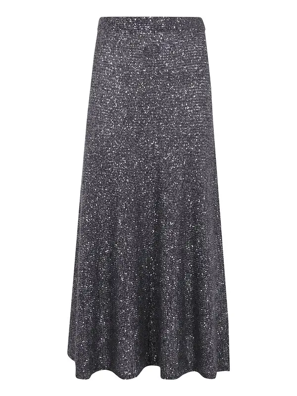 D.exterior Skirt Flared Soft Alpaca Flared Skirt - Brown