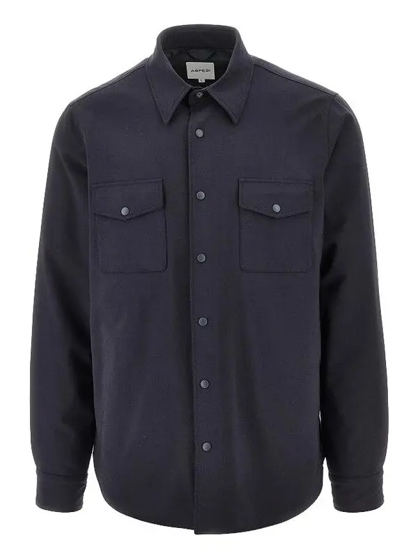 Aspesi Padded Technowool Overshirt An - Blue