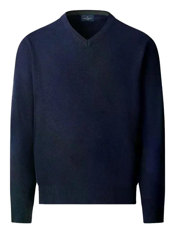 HACKETT  V-neck Elbow-patch Sweater - Blue