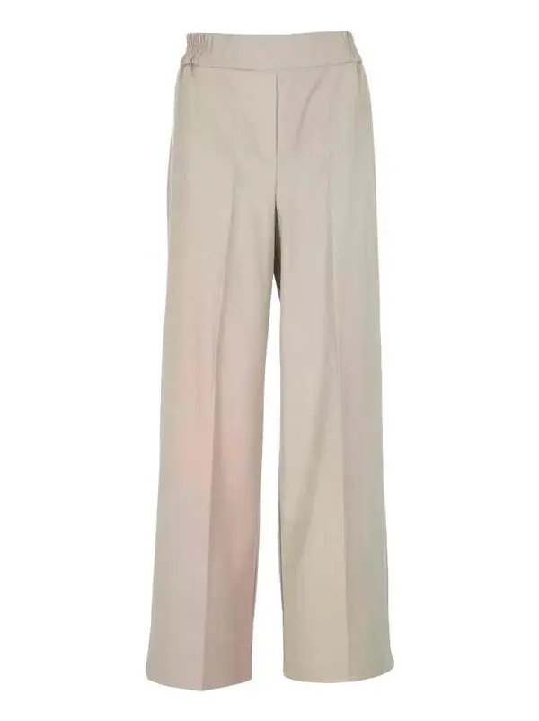 Marella Elasticated-waistband Pressed-crease Trousers - Neutrals