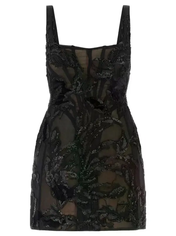 Costarellos Elitta Sequin-embellished Tulle Mini Dress - Black