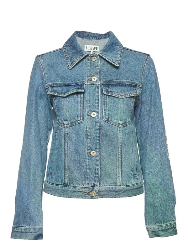Loewe Anagram Laser-cut Denim Jacket - Blue