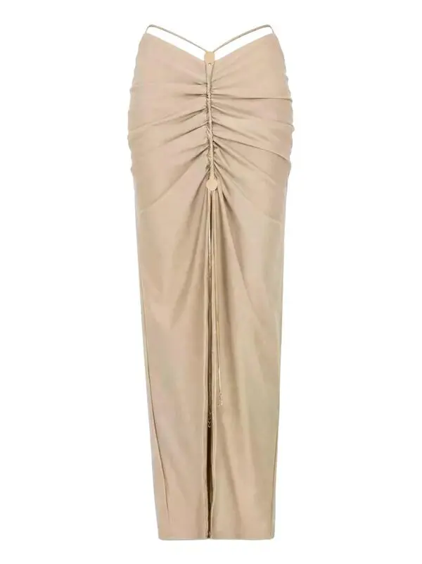 DANAME Ruched Cut-out Maxi Skirt - Neutrals
