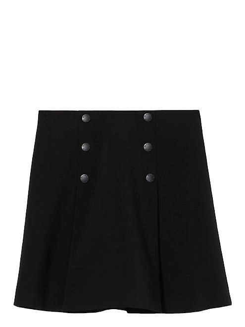 Claudie Pierlot Flared Button-down Stretch-woven Mini Skirt - Black